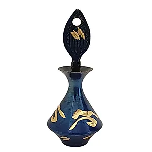 Sharvgun Islamic Brass Surmadani Antique Bottle Hand Pot Women Eyeliner Kajal Holder Heart Shape Case Vintage Wedding Party Without Surma-2.5 Inch