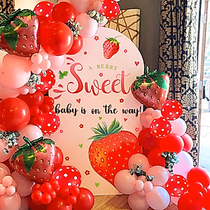 Strawberry Baby Shower Decorations Sign for Backdrop Berry Baby Gender Party Decal A Berry Sweet Baby is On The Way Decor Balloon Arch Decal Baby Girl Party Welcome Sign Newborn Pregnancy Party Supply
