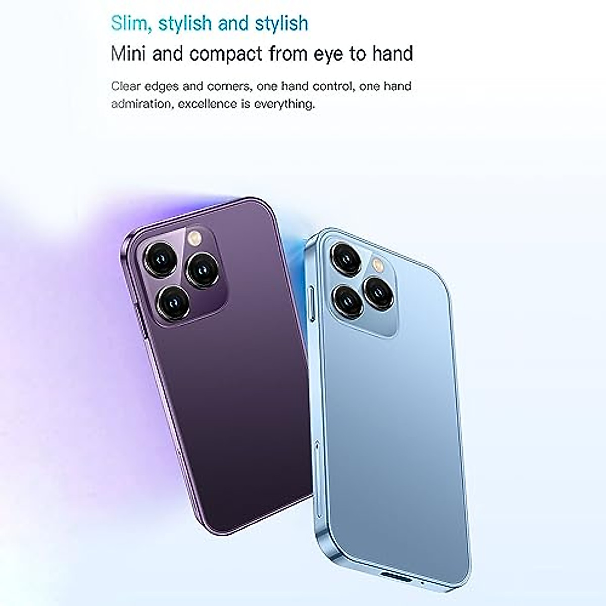 Yunseity Mini Smartphone Unlocked, SOYES XS15 WiFi Smartphone Quad Core for Android 8.1, 2GB RAM 16GB ROM, Ultra Thin Body HD Camera Backup Cellphone, Dual SIM Card & Dual Cameras (Violet)