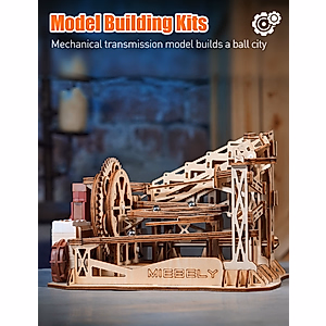 MIEBELY Electrical 3D Wooden Puzzles for Adults Craft Toys DIY Marble Run Model Building Kits Block Toys W/Motor, Mechanical Gear Engineering Kit Home Decor Hobbies Idea Christmas Day Gifts for Kids