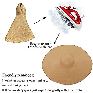 Oversized Beach Straw Hat for Women, Fashion Large Wide Brim Visor Hats Handmade Roll Up Floppy Sun Hat for Summer Beach Cap Khaki