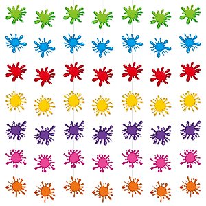 Duraaamo 8 Pcs Colorful Art Paint Party Decorations Paint Splatter Hanging Garland Paper Slime Painting Banners for Art Theme Birthday Party Decoration Baby Shower Slime Party Supplies Ceiling Decor
