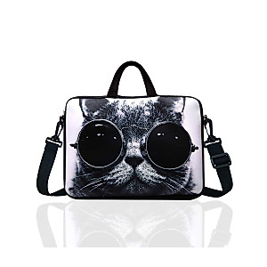 10-Inch Laptop Shoulder Bag Sleeve Case with padded handle for 9.6” 9.7" 10" 10.1" 10.5" Ipad/Netbook/Tablet/Reader (Grey Cat)