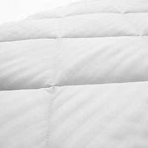 MALOUF SLEEP TITE Quilted Mattress Pad with Soft Down Alternative Fill-Hypoallergenic, Queen, White