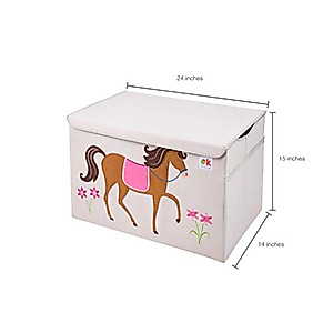 Wildkin Kids Fabric Toy Chest for Boys & Girls, Measures 24 X 15 X 14 Inches Toy Storage, Features Garterized Handle & Cardboard Insert, Toy Box Helps Kids Supplies Organized (Horses)