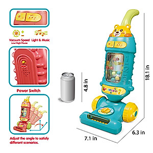 SUPERHIGH Kids Vacuum Cleaner Toy for Toddler, Toy Vacuum with Lights & Sounds Effects, Great 3-6 Year Old Girl Gifts and Boys, Pretend Play for Toddlers