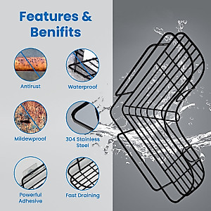 AMerryApple - Shower Caddy-2 Pack | Shower Shelf for Inside Shower | Shower Organizer Corner | Strong Adhesive Shower Shelves | Large Storage Capacity - Corner Shower Caddy