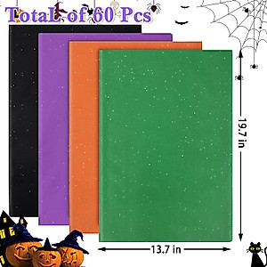 100 Sheets Halloween Sparkle Tissue Paper Bulk, Black Purple Orange Green Wrapping Paper with Glitter for Halloween DIY Crafts Halloween Party Decorations and Gift Wrapping, 14 x 20''
