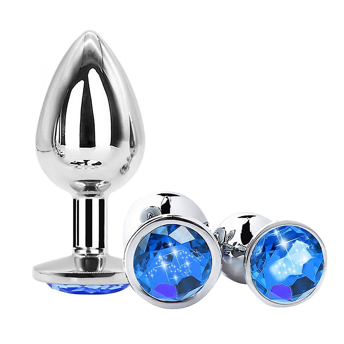 Delicate 3 Pieces Suction Cup Realistic Classic Dick Plug Double Headed Set (Blue) Use with Your Partner