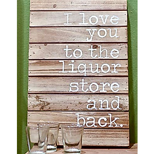 Mud Pie Planked Wood Liquor Store and Back Wall Plaque, Brown