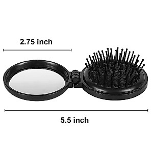 3PCS Folding Travel Hair Brush with Mirror, Mini Comb/Wet Brushes, Compact Purse Pocket Hair Massage Combor for Women and Girls