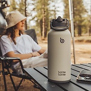 BOTTLE BOTTLE 32oz Insulated Water Bottle Stainless Steel Sport Water Bottle with Straw Dual-use Lid Design for Gym with Pill Box (gray)