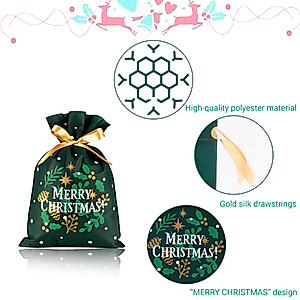 OYATON Christmas Drawstring Gift Bags, Fabric Reusable Christmas Gift Wrap Bags Set of 6, Cloth Gift Bags with Ribbon Drawstring for Christmas Gifts, 12" L x 18" H