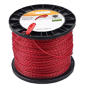 Dalom 2.7 mm/.105" Round Trimmer Line Round Twist 3lbs 690-Feet Red Color Includes Cutting Tool Weed String Trimmer Edger Line