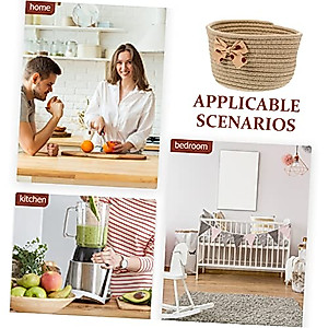 BESTOYARD 2pcs Cotton Rope Storage Basket Cotton Rope Organizer Woven Baskets for Storage Fabric Storage Cubes Rattan Round Waste Basket Rope Baskets for Storage Mini White Shelf Basket Baby