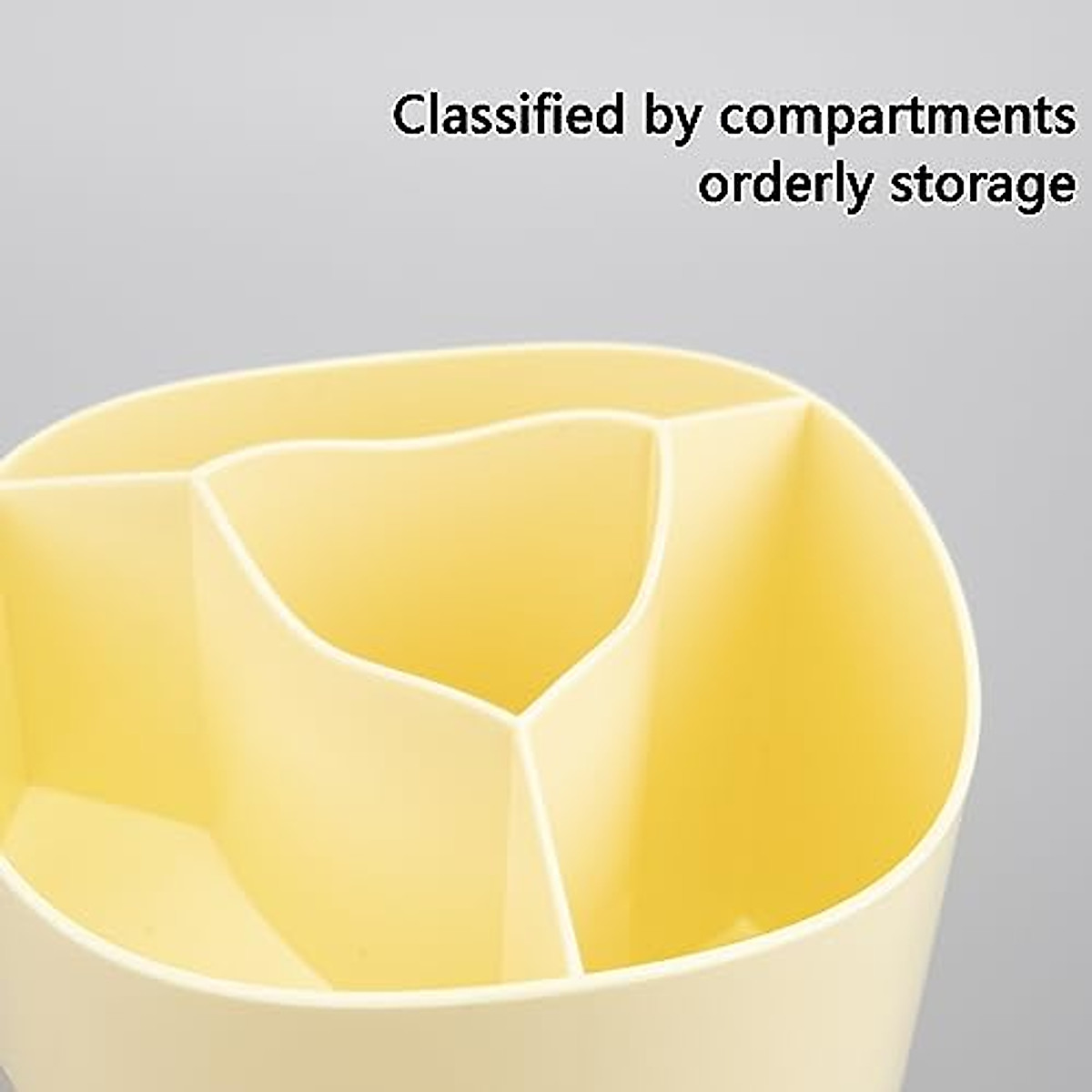 Zyners Rotating Pen Pencil Holder 360-Degree with Drawer, 5 Compartments Desk Stationary Cosmetic Makeup Brushes Holder for Dressing Table, Home, Office, Desktop(Yellow)