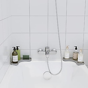 CassaNovo Silicone Soap Dishes Holder Sink/Shower Caddy - (Pack of 2) - Tray Organizer for Sink, Bathroom/Shower or Kitchen - Perfect for Dispenser,Scrubber,Bottle,Cup,Sponge on Sink or Counter (Gray)