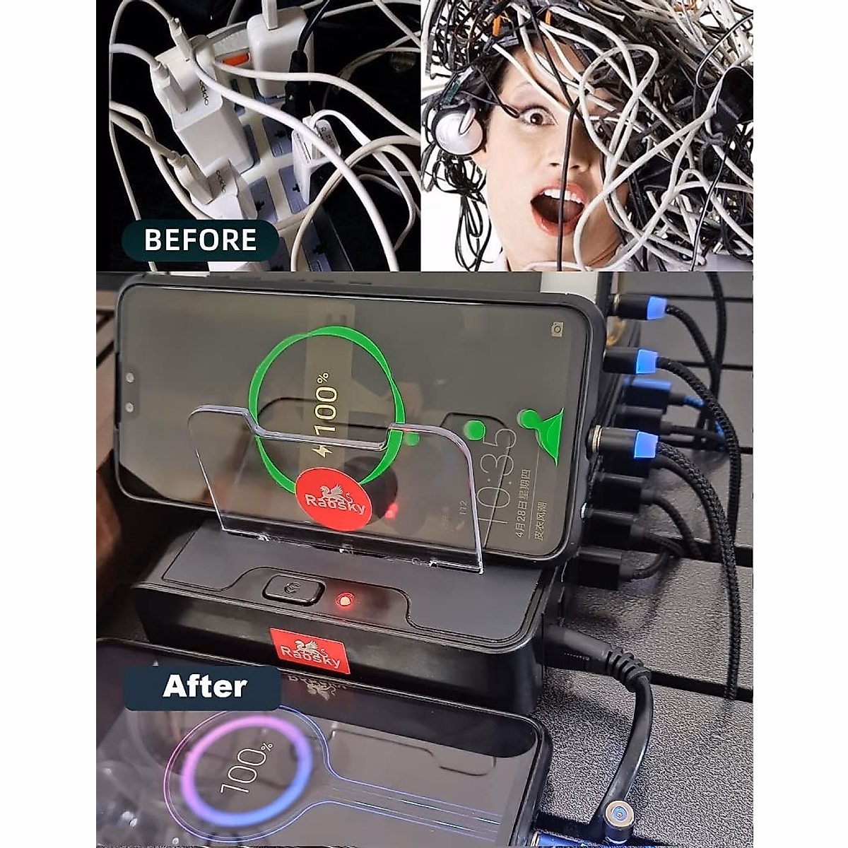 Raosky Magnetic Charging Series (Micro Tips),Just 4 Micro Tips Without Nylon Braided USB Cable No Charger Cords.