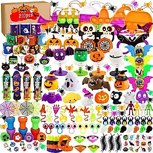 XIMISHOP 210PCS Halloween Party Favors Assortment Bulk, Halloween Toys for Kid Girls Boys Halloween Goodies Party Bags fillers Prizes for Trick or Treat Classroom Rewards Halloween Party Games Toys