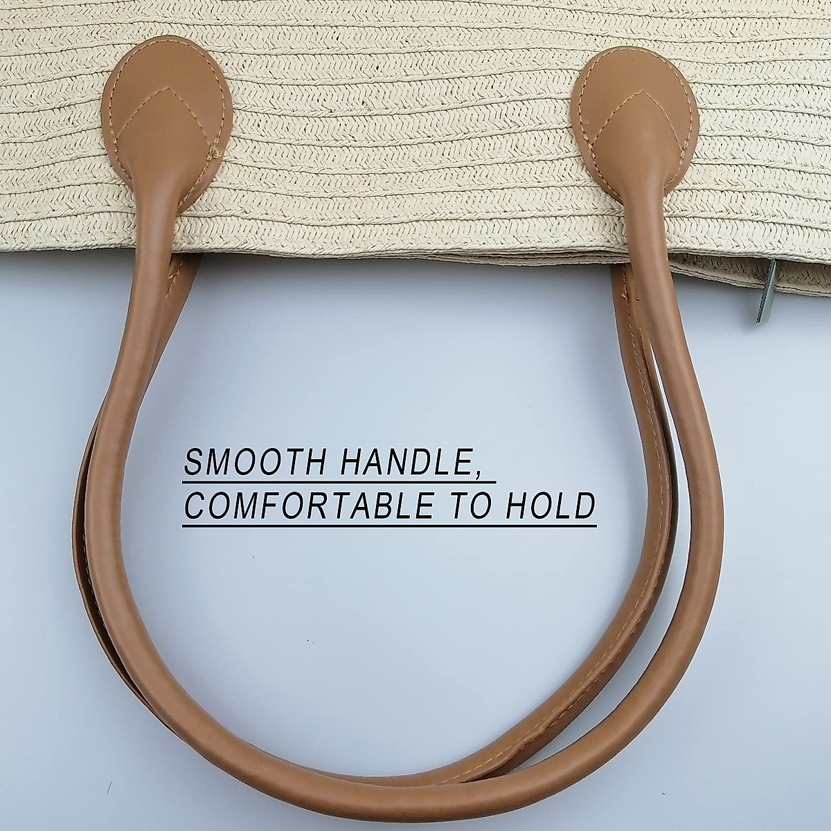 HJYFYL Women Straw Bag Summer Straw Beach Bag Large Handbag Straw Tote Bag Woven Bags (Beige)