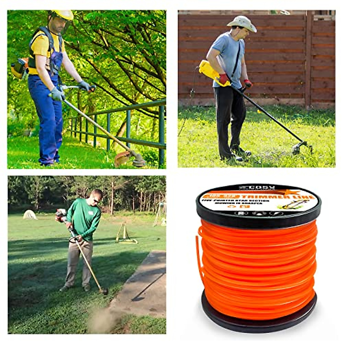 String Trimmer Line, Commercial Grade Orange Pentagon Weed Eater String, Premium Nylon Universal 0.105" Diameter x 328'