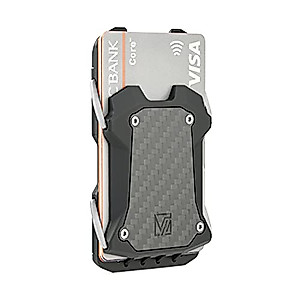 Wallet for Men and Women Slim Aluminum Metal - RFID Blocking, Holds up 12 Cards with Cash Clip. Ultra - Thin Minimalist Wallet (Black Carbon Fiber)