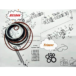 Ganivsor O-Ring Kit for DeWALT D51844 D51822 Framing Nailer & 647956-00 Trigger Ring