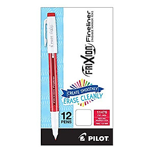 PILOT FriXion Fineliner Erasable Marker Pens, Fine Point, Red Ink, 12-Pack (11476)