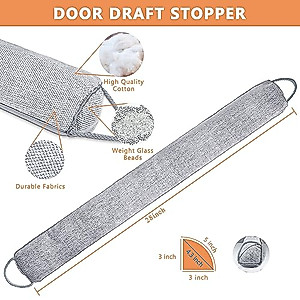 Triangle Under Door Draft Stopper Noise Blocker 28 Inches for Door Bottom Air Seal Insulation and Soundproof, Heavy Duty Weather Guard Snake Stripping, Gray