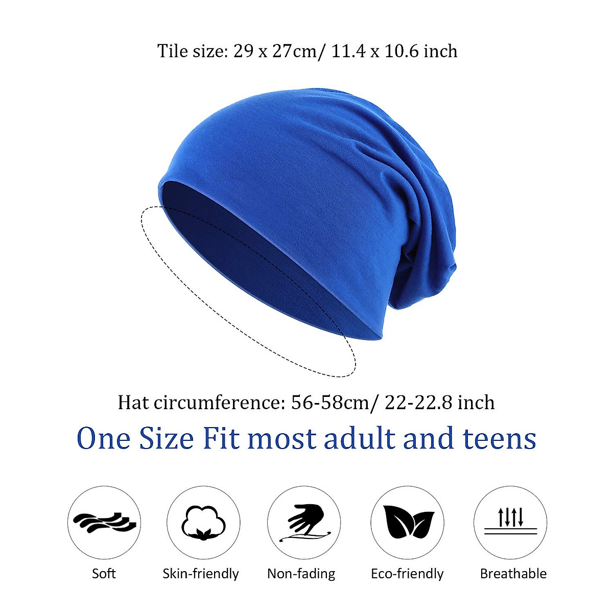 Outus 4 Pieces Thin Knit Slouchy Cap Beanies Hat Unisex Hip-Hop Sleep Cap Dwarf Hat (Dark Blue, Dark Brown, Light Gray, Red)