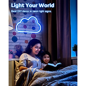 Aclorol Cloud Neon Signs Neon Light Sign for Wall Decor Battery/USB Powered Led Cloud Lights Blue for Aesthetic Room Dec, Bedroom, Kids Room, Living Room Party Wedding（Batteries Not Included)