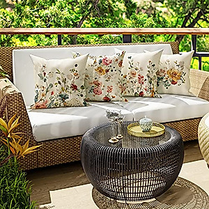 GDHBLING Floral Throw Pillow Covers 16x16 Inch Set of 4 Spring Decorative Pillow Covers Outdoor Couch Pillow Covers