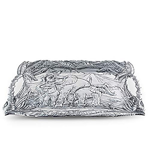 Arthur Court Designs Aluminum Elephant Clutch Tray Breakfast & Dinner Serving for Drinks Snack Fruits, Food Coffee Table Storage Tray for Home Decoration 20.5 inch x 14.5 inch