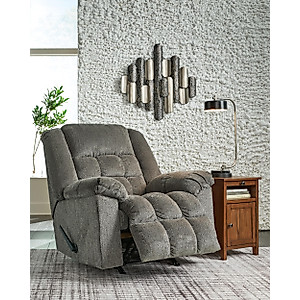 Signature Design by Ashley Kegler Contemporary Tufted Manual Rocker Recliner, Gray