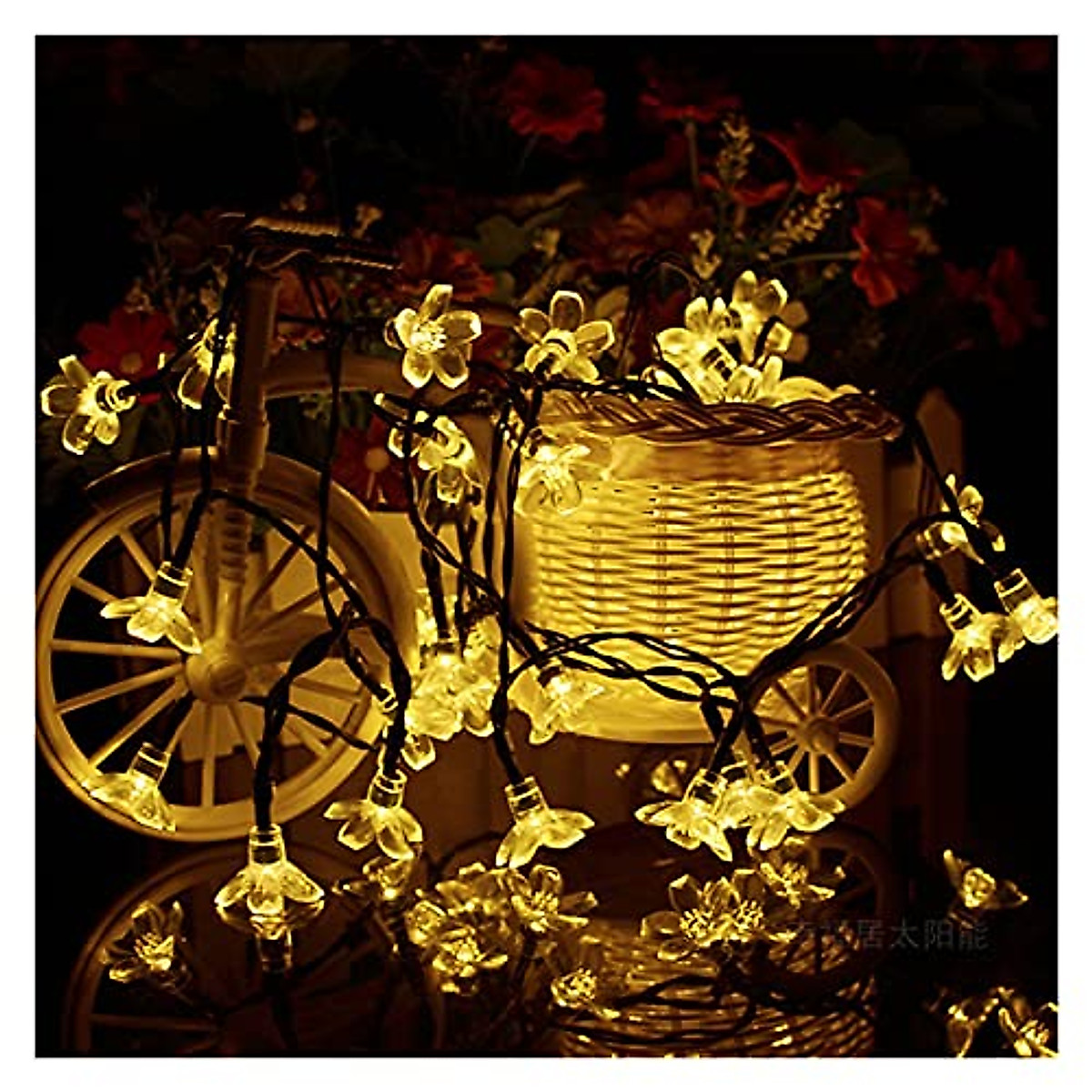 HUADA Solar Flower String Lights Outdoor,Waterproof LED Morning Glory Flower Solar Fairy String Lights for Gardens Homes Christmas Party Holiday Decorations