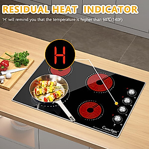 Cusinesync 30 Inch Electric Cooktop, 4 Burner Built-in Electric Stove Top with 9 Power Levels, Knob Control, Auto shutdown and Residual Heat Warning, 7200W, 220-240V for Hard Wire