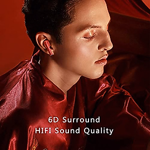 Kids BT Earbuds with Charging Case, Cute Little Devil Cartoon Earphones, Bluetooth 5.0 TWS HiFi Stereo Sound Noise Reduction Waterproof Sport Headphones for Boys/Girls, Built-in Mic(Red)