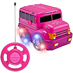 Liberty Imports My First RC Car for Girls - Pink Purple Remote Control 2CH Racer Vehicle for Kids, Toddlers (School Bus)