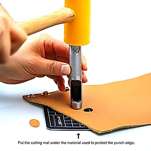 OWDEN 12Piece Leather Hole Punch Set with a Free Cutting mat,Leather Tool,Leather Hollow Punch Set, Round Hole Punch Set,Cut Leather Rubber Paper Soft Material