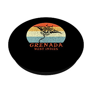 Grenada, West Indies Vintage Tribal Manta Ray Vacation PopSockets Swappable PopGrip