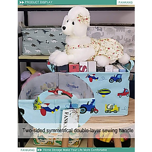 FANKANG Storage Basket,Nursery Hamper Canvas Laundry Basket Foldable with Waterproof PE Coating Storage, Office, Bedroom, Clothes,Toys (Rec-Car)