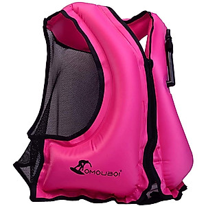 OMOUBOI Inflatable Snorkel Vest Kayak Inflatable Buoyancy Vest for Adults Snorkel Jackets for Swimming Snorkeling Paddling Boating Water Sports Beginner Adults-Only 105-220 lbs