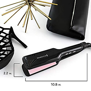 Remington S9520 Pro 2" Pearl Ceramic Flat Iron, Hair Straightener, Digital Controls + 9 Heat Settings, Black/Pink