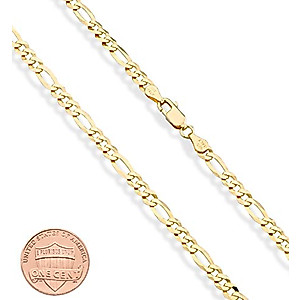 Miabella Solid 18K Gold Over Sterling Silver Italian 5mm Diamond-Cut Figaro Link Chain Necklace for Women Men, 925 Made in Italy (18 Inches (Small))