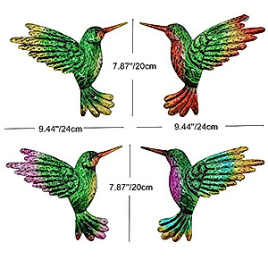 XIUDEEN Metal Hummingbird Wall Art Decor, Metal Birds Outdoor Wall Sculpture Decoration Hanging for Deck, Garden Fence, Backyard, Patio, Bedroom, Living Room.4PCS Outdoor Hanging Decoration