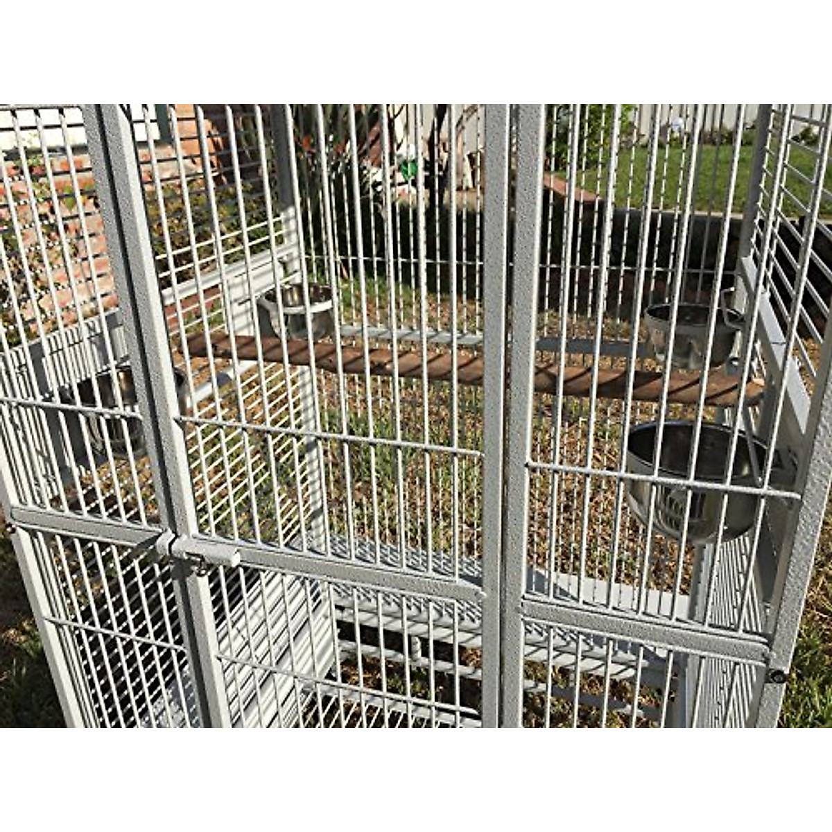 4 Size, Castle PlayTop Parrot Cage for Large Macaws Cockatoos African Grey Amazon (40" x 30" x 72"H White Vein)
