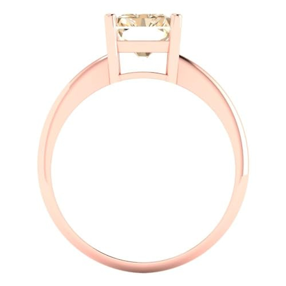 Clara Pucci 2.5ct Radiant Cut Solitaire Genuine Natural Morganite Wedding Bridal Designer Anniversary Engagement Ring 14k Rose Gold