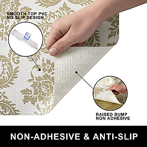 DwellAid Shelf Liner for Kitchen Cabinets Non Adhesive 18inx8ft Gold Kitchen Drawer Liner, Waterproof Shelf Liner Durable Anti-Slip for Kitchen Cabinets Shelf Liner Oil-Proof