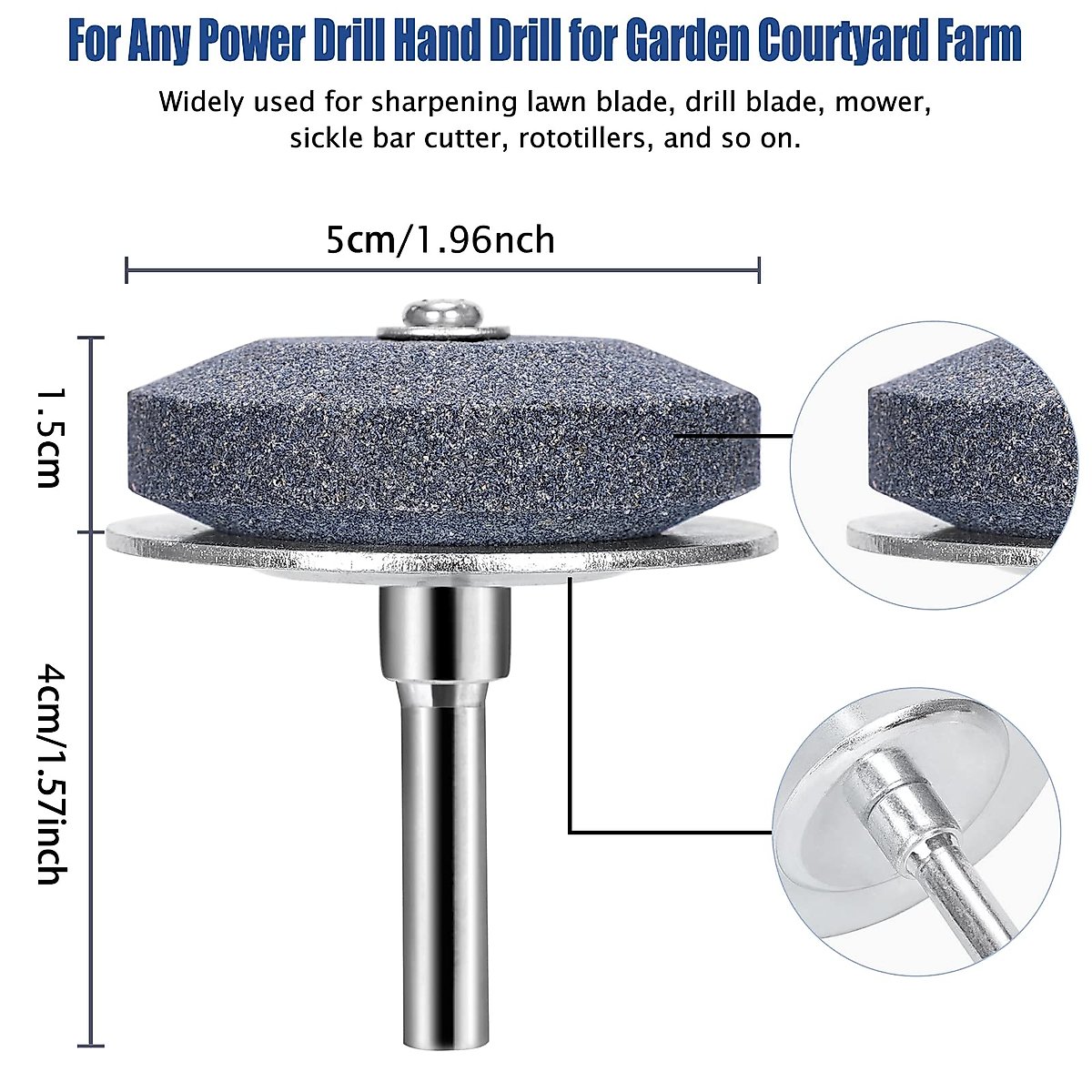 cenoz Lawn Mower Blade Sharpener with Steel Backing 5 Pack, 【New】 Lawnmower Dull Blade Sharpener, Universal Multi-Sharp Rotary Lawn Mower Blade Sharpener, and Free Balancer for Any Power Hand Drill