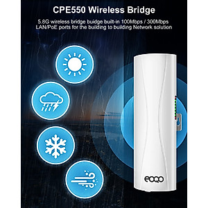 Point to Point Wireless Bridge Outdoor,5.8G 100Mbps WiFi Bridges with 14dBi Antenna 3KM Starlink WiFi Extender with Ethernet Port for Starlink and Home Internet Network Extension 2-Pack